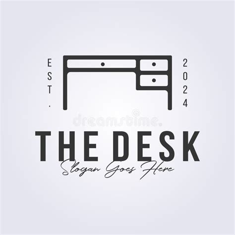 The Office Desk Logo Furniture Icon Symbol Vector Outline Illustration