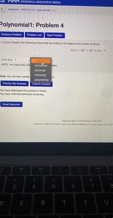 Solved 1 Point Classify The Following Polynomial According