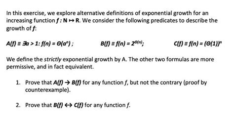 Solved In This Exercise We Explore Alternative Definitions