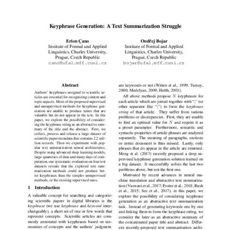 Keyphrase Generation A Text Summarization Struggle Acl Anthology