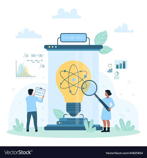 Science Research In Nuclear Physics Tiny People Vector Image