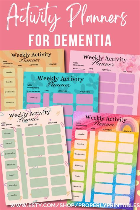 Weekly Activity Planner Memory Care Activities Free Printable