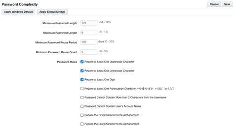 Setting Up Password Requirements