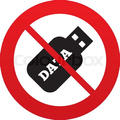 No Usb Stick Sign Icon Usb Flash Drive Button Stock Vector Colourbox