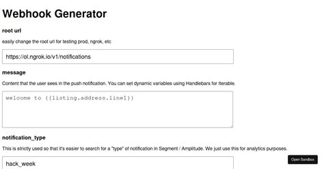 Webhook Generator Codesandbox