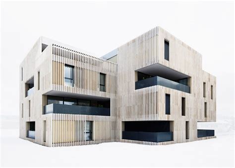 Apartment Buildings By Group8 Clad In Strips Of Travertine Stone