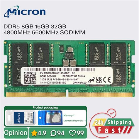 Micron Ddr5 8gb 16gb 32gb 4800mhz 5600mhz Laptop Memory Sodimm Ram Pc5 38400s 44800s Shopee