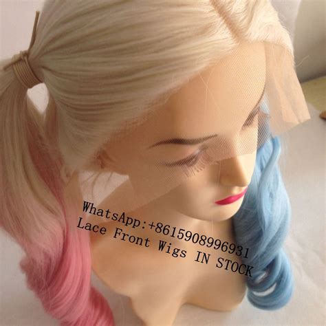 Harley Quinn Synthetic Lace Front Wig Pink Blue
