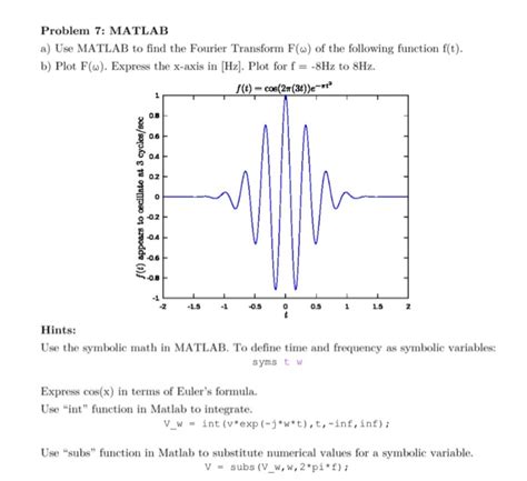 Solved Problem MATLAB A Use MATLAB To Find The Fourier Chegg