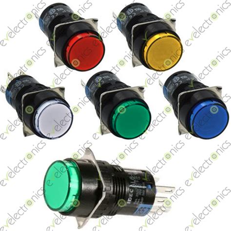 Al6m 16a 16mm Round Push Lock Switch Red Light 220vac 5 Pin In Pakistan