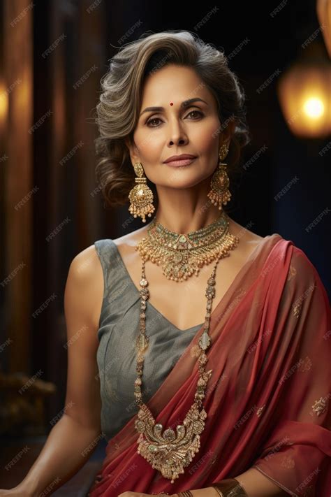 Premium Ai Image Rich Beautiful Indian Senior Woman Or Queen In