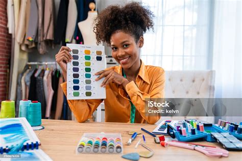 Portrait Of Young Woman Fashion Designer Stylish Working In Dressmaker