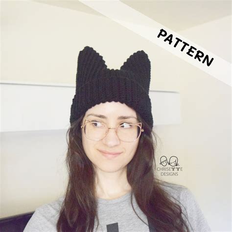 Cat Hat Crochet Pattern Adult Size English Pattern Etsy
