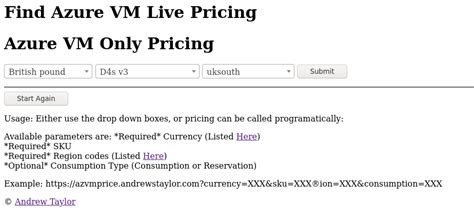 Quickly And Programmatically Get Azure VM Pricing Andrew Taylor