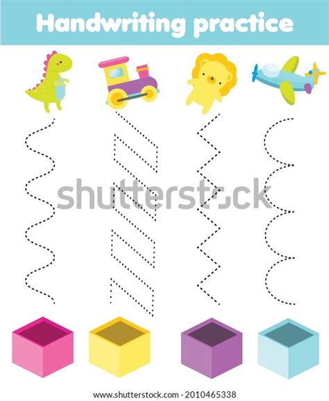 Put Toys Box Handwriting Practice Sheet Stock Vector Royalty Free Shutterstock