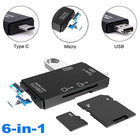 6 In 1 Otc Card Adapter Flash Tf Sd Card Reader Memory Card Reader Usb Micro Usb Type C Adapter