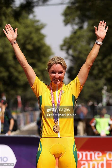 Rochelle Gilmore Of Australia Poses With The Gold Medal During The