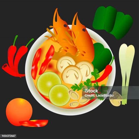 흰색 배경 벡터에 톰 얌 타이 뜨겁고 매운 수프 벡터 디자인톰 얌 쿵 0명에 대한 스톡 벡터 아트 및 기타 이미지 0명 건강한 식생활 그릇 Istock