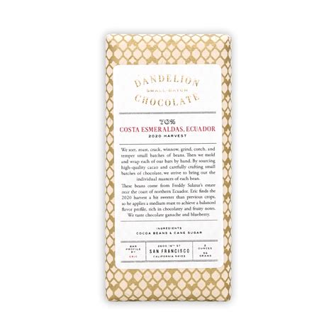 Dandelion Costa Esmeraldas Ecuador 70 Bar And Cocoa