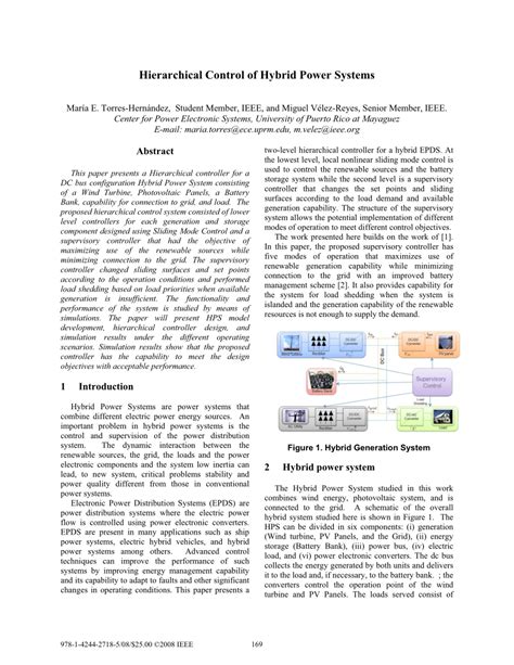 Pdf Hierarchical Control Of Hybrid Power Systems