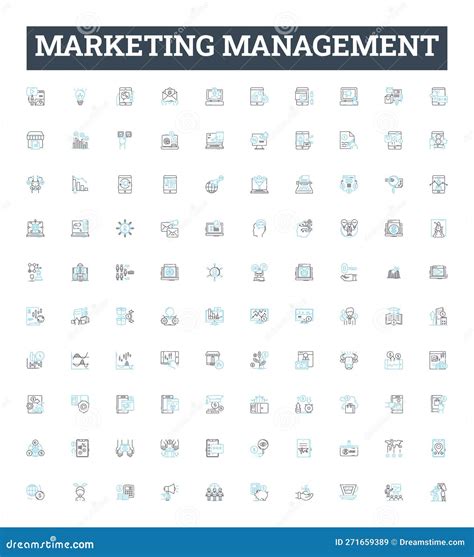 Marketing Management Vector Line Icons Set Strategy Advertising Branding Research Analysis