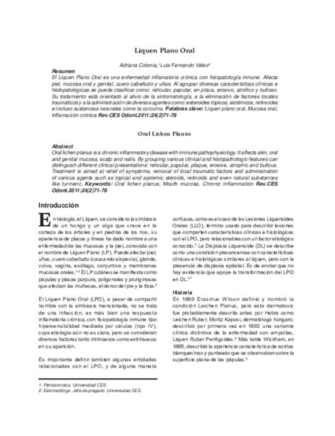 Pdf Liquen Plano Oral Oral Lichen Planus