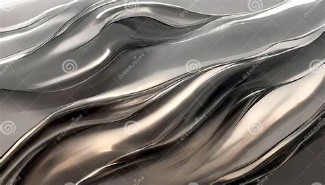 A Close-up of Abstract Metallic Waves Flowing Seamlessly, Creating a Futuristic and Sleek Visual ...