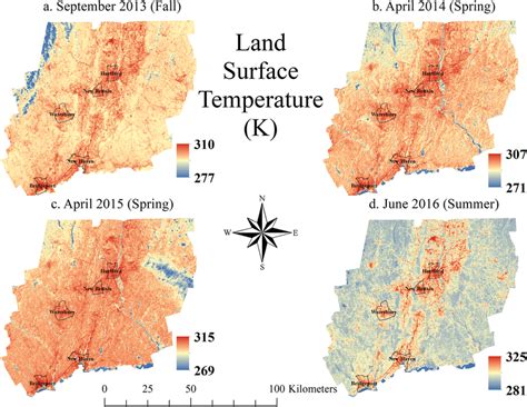 Lst Derived From Landsat 8 Oli And Tirs Imagery For Four Different Date