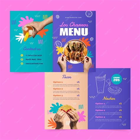 손으로 그린 멕시코 음식 브로셔 템플릿 무료 벡터