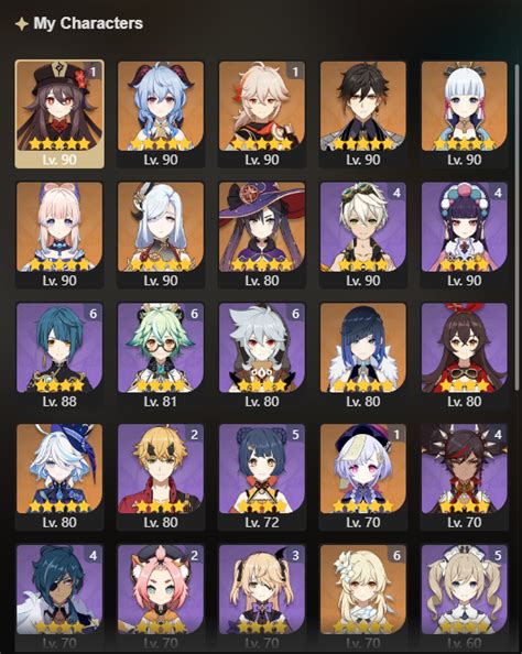 Ar59 Furina C1 Hu Tao Bis Ganyu Bis C1 Kazuha Ayaka 24x5 Epicnpc