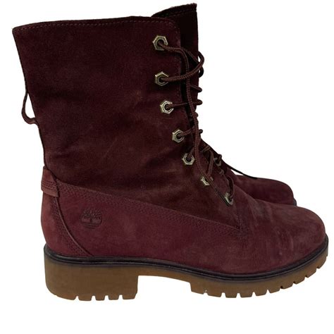 Timberland Timberland Womens Jayne Fleece Lined Boots Burgundy Nubuck