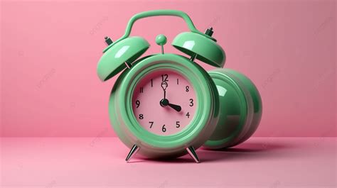 3d 렌더링에서 원형 분홍색 알람 시계 기호의 원근 보기가 있는 녹색 배경 초 분 시간제 노동자 배경 일러스트 및 사진 무료 다운로드 Pngtree