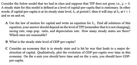 Solved Consider The Solow Model That We Had In Class And