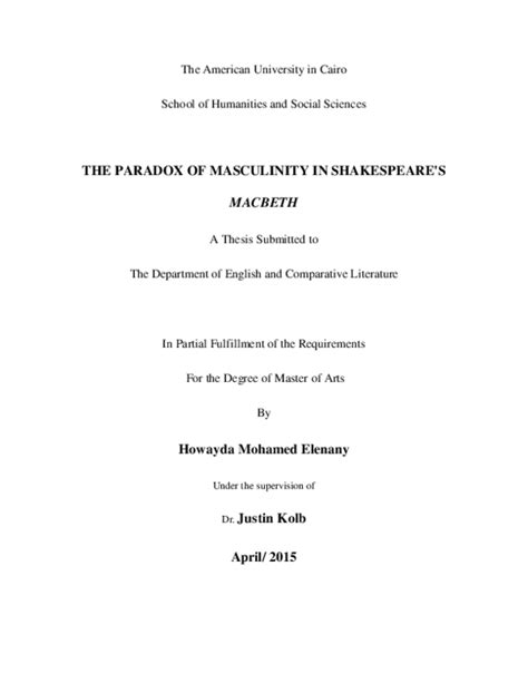 Pdf The Paradox Of Masculinity In Shakespeares Macbeth