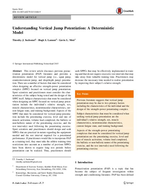 Pdf Understanding Vertical Jump Potentiation A Deterministic Model