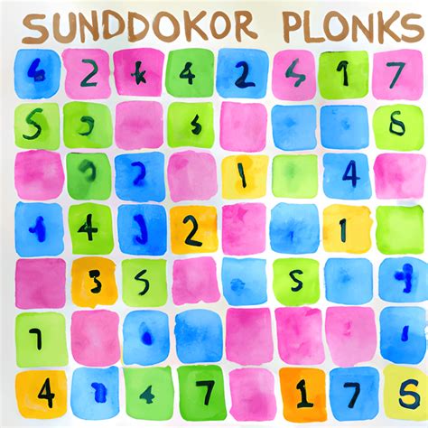 Soduko Puzzle Colorful Watercolor With Numbers 19 · Creative Fabrica