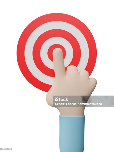 빨간 다트 보드 또는 투명한 배경에 고립 된 대상의 중앙을 클릭하는 손 커서 3차원 형태에 대한 스톡 사진 및 기타 이미지 3차원 형태 개념 개념과 주제 Istock