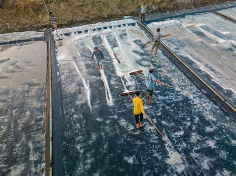 Premium Photo Sea Salt Process Made From Pile Of Salt In The Salt Pan