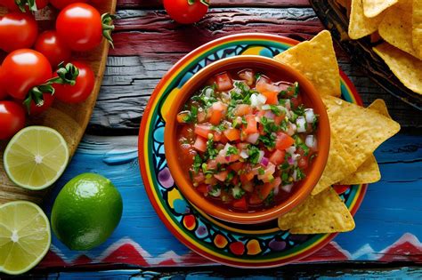 Ai Generated Salsa Sensation Chips And Salsa In A Vibrant Folk Ceramic