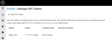 REST API Manage API Tokens Meisterplan Help Center