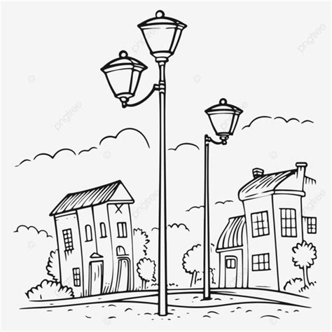 가로등 및 집 도면 개요 스케치 벡터 가로등 그리기 가로등 개요 가로등 스케치 Png 일러스트 및 벡터 에 대한 무료 다운로드 Pngtree