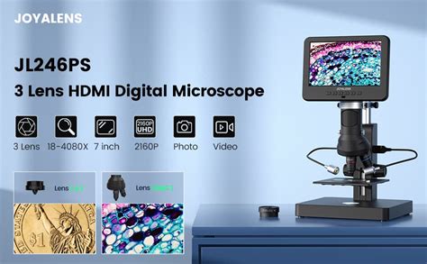 Joyalens Jl246ps 3 Lens 7 Hdmi Digital Microscope 4000x Biological Microscope