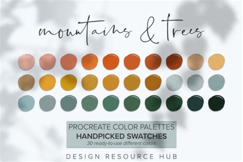 Procreate Color Palette Mountains Trees Graphic By Design Resource Hub Creative Fabrica