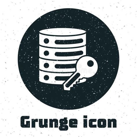 Grunge Server Security With Key Icon Isolated On White Background Security Safety Protection