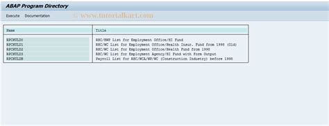PC00 M01 CKULD SAP Tcode RHC List