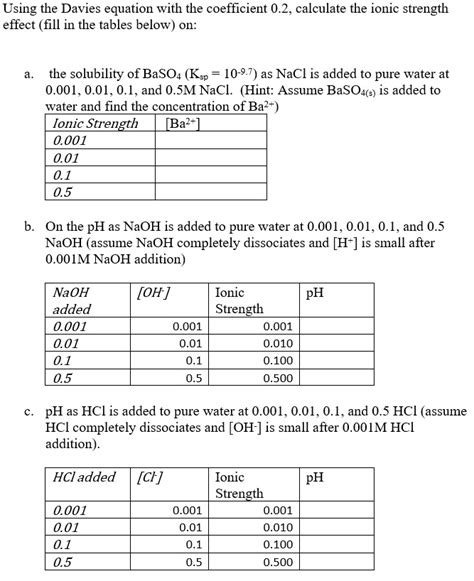 Solved Using The Davies Equation With The Coefficient 02 Calculate