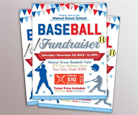 Editable Baseball Fundraiser Flyer Baseball Fundraiser Etsy