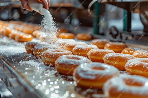 Donuts Production Line Food Industry Working On Automated Production