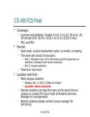CS Final Exam Coverage Format And Schedule Study Guide Course Hero