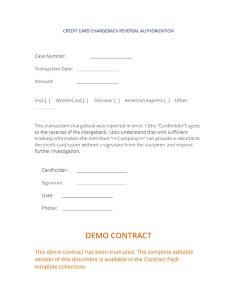 Chargeback Agreement Template